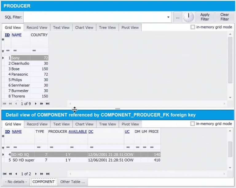Oracle-Master-Detail-Daten mit KeepTool anzeigen