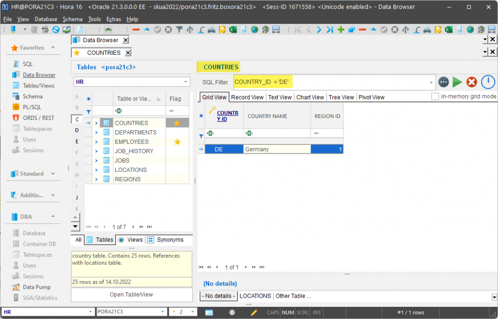 Flat Detail Data Browser for Oracle Database