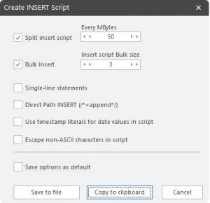 Oracle Bulk Insert Scripts